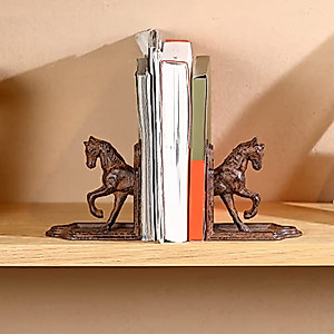 Jemeni 2 Pack Farmhouse Galloping Horse Bookends, Rusty Finish