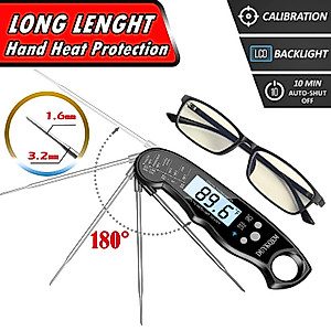 DUYKQEM Instant Read Digital Meat Thermometer (2 Pack) Waterproof Kitchen Cooking Food Thermometer with Probe Backlight & Calibration,Best Quick Grill Meat Probe for Grilling BBQ Smoker Chefs