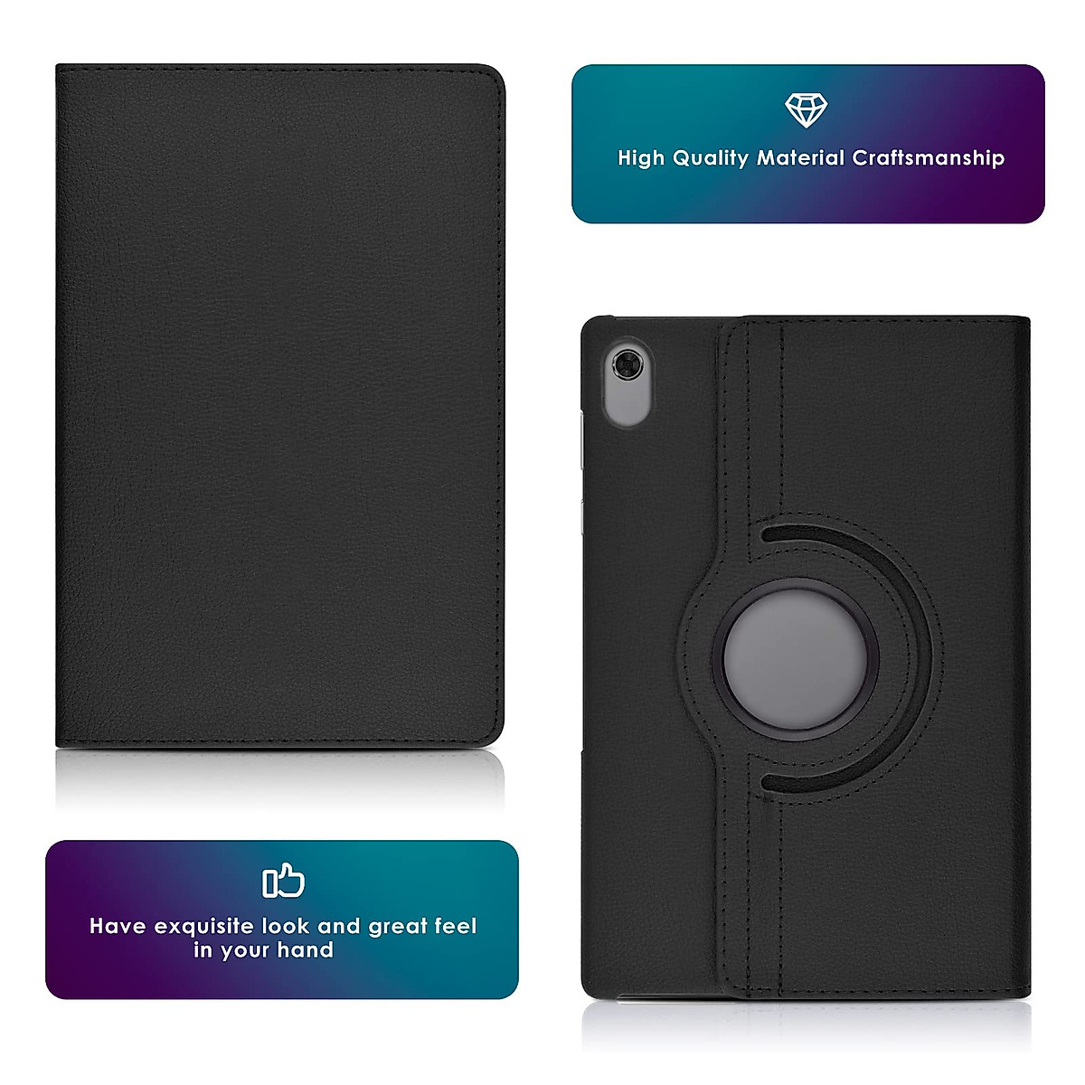 DETUOSI Rotating Case for Lenovo M10 FHD Plus 10.3" 2nd Gen 2020 (TB-X606F/X606X),360 Degree Rotate Multi-Angle Stand Folio Leather Protective Smart Book Cover + Auto Sleep/Wake + Elastic Band Closure