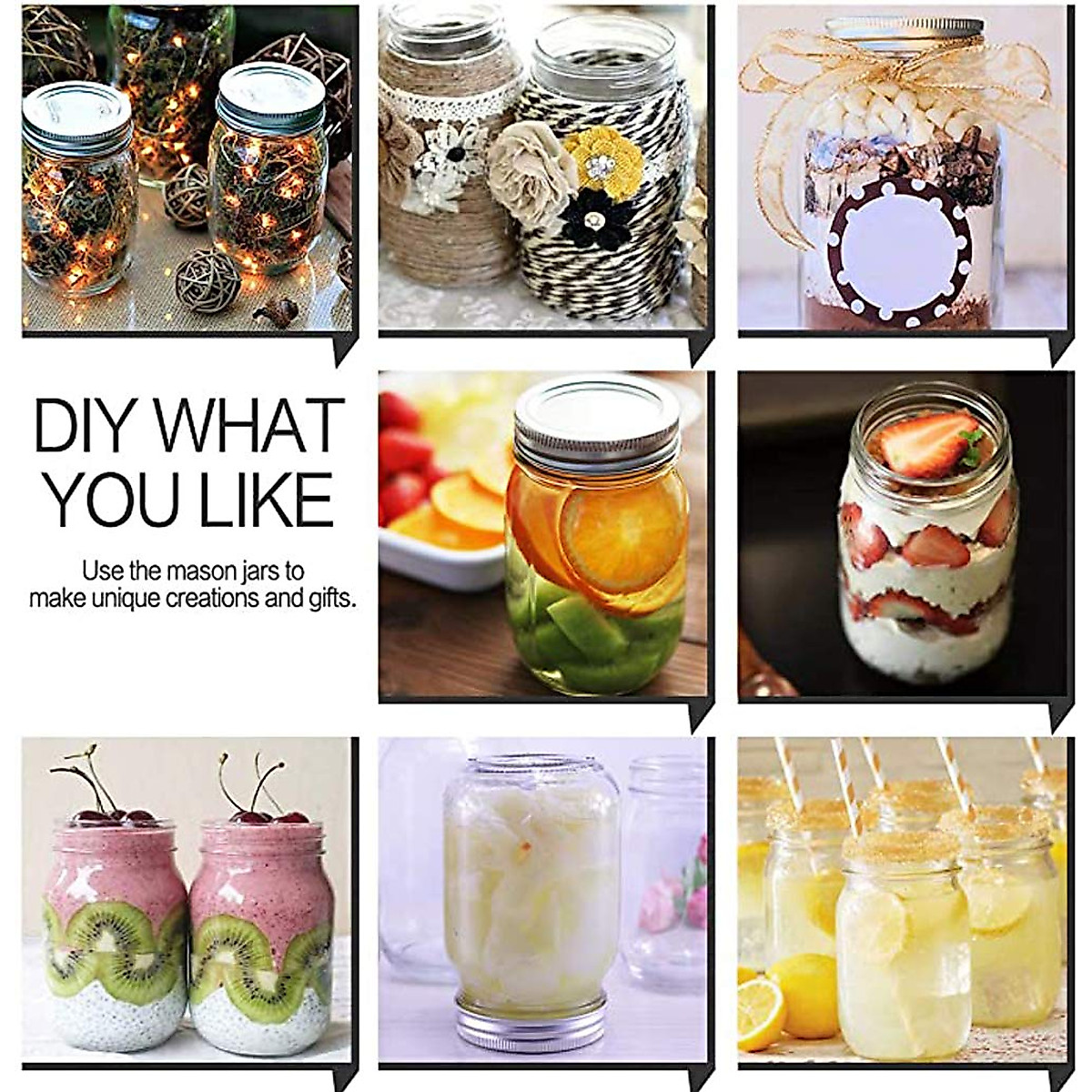 Hovico Mason Jars 17 oz With Regular Lids and Bands, Ideal for Jam,Dishwasher Safe Mason Jar for Fermenting, Kombucha, Kefir, Storing and Canning Uses, Clear- Set of 4