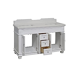 Kitchen Bath Collection Elizabeth 60-inch Double Bathroom Vanity (Quartz/White): Includes White Cabinet with Stunning Quartz Countertop and White Ceramic Sinks