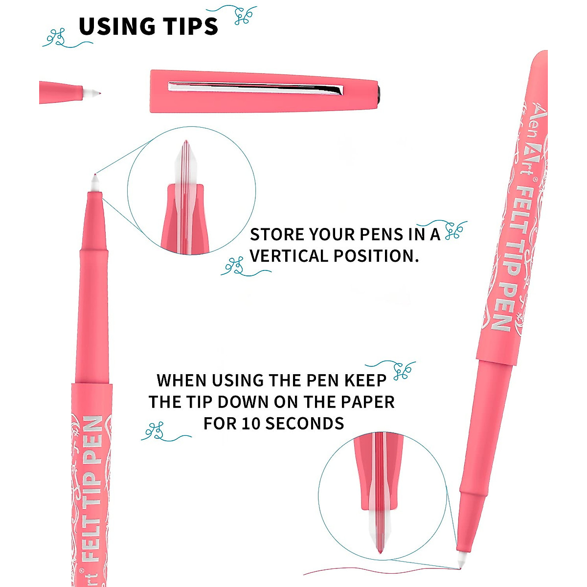 Felt Tip Pens, 35 Colored Fine Point Felt Pen with Fiber Tip, Water-Based Ink, Perfect Markers Pen for Bullet Journaling Adult Coloring, Note Taking at School Office