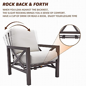 NATURAL EXPRESSIONS 3 Piece Patio Bistro Set, Outdoor Furniture Seating Motion Chairs, Patio Stationary Rocker with 6.5'' Thick Olefin Cushions for Backyard,Porch,Poolside