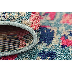 Unique Loom Jardin Collection Colorful, Vibrant, Abstract, Modern Area Rug, 4 x 6 ft, Blue/Pink