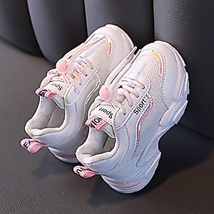 Toddler Kids Baby Boys Girls Sports Shoes Mesh Breathable Infant Soft Sneaker Shoes Running Shoes Walking Shoes (Pink, 4.5-5 Years Little Kid)