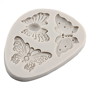 MYPRACS Butterfly Silicone Molds Mini Butterfly Fondant Cake Mold For Cake Decoration Cupcake Topper Chocolate Gum Paste Candy Polymer Clay Set Of 4