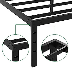 Meberam King Size Bed Frame 14 Inch Metal Platform BedFrame Heavy Duty King Mattress Foundation Steel Slats Support No Box Spring Need, Black