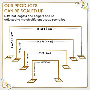 Wedding Arch Backdrop Stand,10x10Ft Adjustable Backdrop Stand Heavy, Gold Balloon Arch Stand,Backdrop Stand Kit for Ceremony Birthday Party Celebration Baby Shower Candy Tables Anniversary