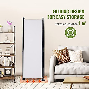 VEVOR Partition Screen, 5.6 ft Privacy Panels (4-Panel), Cloth Separator for Office, Bedroom, Dining & Study Areas, Standalone, White