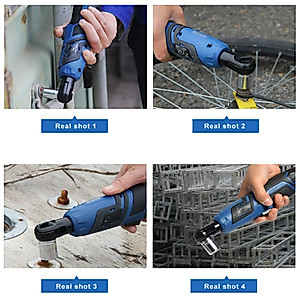 ZhanGe Cordless Ratchet Wrench 3/8 Inch Impact Wrench Electric Cordless Wrench 12V 40Nm 2X Battery+Charger