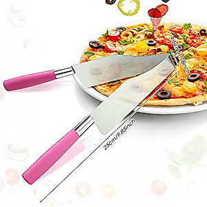 Cake Slicer Cutter Stainless Steel Cake Server Professional Cake Cutter Tongs Baking Cake Slice Device Metal Pie Knife Cake Lifter Tools Desserts Pastry Bread Pizza Devider Slicer (Rose Red,2 Pieces)