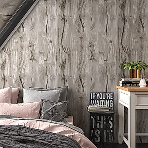 Wallercity 24''x118'' Grey Wood Contact Paper for Countertops Peel and Stick Wallpaper for Cabinets Wooden Countertops Contact Paper Vinyl Waterproof Kitchen Stick Paper for Shelf Liner Removable