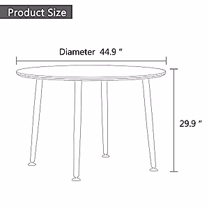 44.8" Round Dining Table for 4-6, Imitation Marble Grain Wood Round Kitchen Table with Plating Adjustable Heigh Legs, Suitable for Living Room, Kitchen & Dining Room, Waiting Room, White