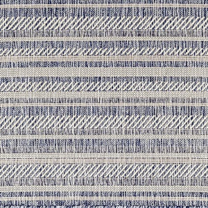 Hauteloom Emirgazi Hallway, Kitchen Patio Outdoor Runner Rug - Global - Blue, Gray - 2'7" x 12'