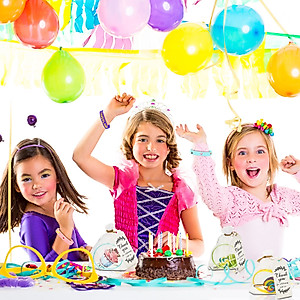 Deekin 147 Pcs Candyland Party Favors Set Include 24 Lollipops Keychains 24 Candyland Silicone Wristbands 50 Candy Stickers 24 Thank You Tags and White Organza Bags Candyland Party Favors