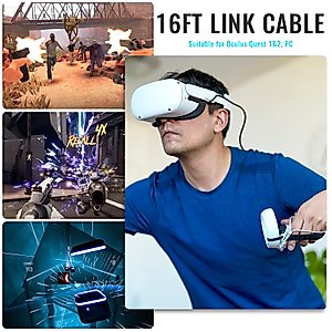 CHAFON Link Cable 16FT Compatible with Meta/Oculus Quest 2 Accessories and PC/Steam VR, High Speed & Stable PC Data Transfer, USB 3.0 to USB C Cable for VR Headsets and Gaming PC