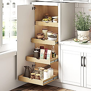 WelFurGeer 32'' Width Pull Out Shelves for Kitchen Cabinets, Pull Out Cabinet Organizer, Pantry Slide Out Drawers, Kitchen Slide Out Storage, Wood Slide Out Drawer for Kitchen (32''W x 21''D)