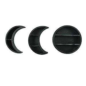 Yudanny Moon Shelf, Wooden Wall Hanging Display Shelf Moon Phase Shelf Wall Decor for Home Office, Black (1833472120967AM103US66)