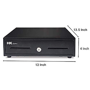 HK SYSTEMS 13" Heavy Duty Black "Push" Open Cash Drawer, 4B5C with Under Counter Mounting Metal bracket