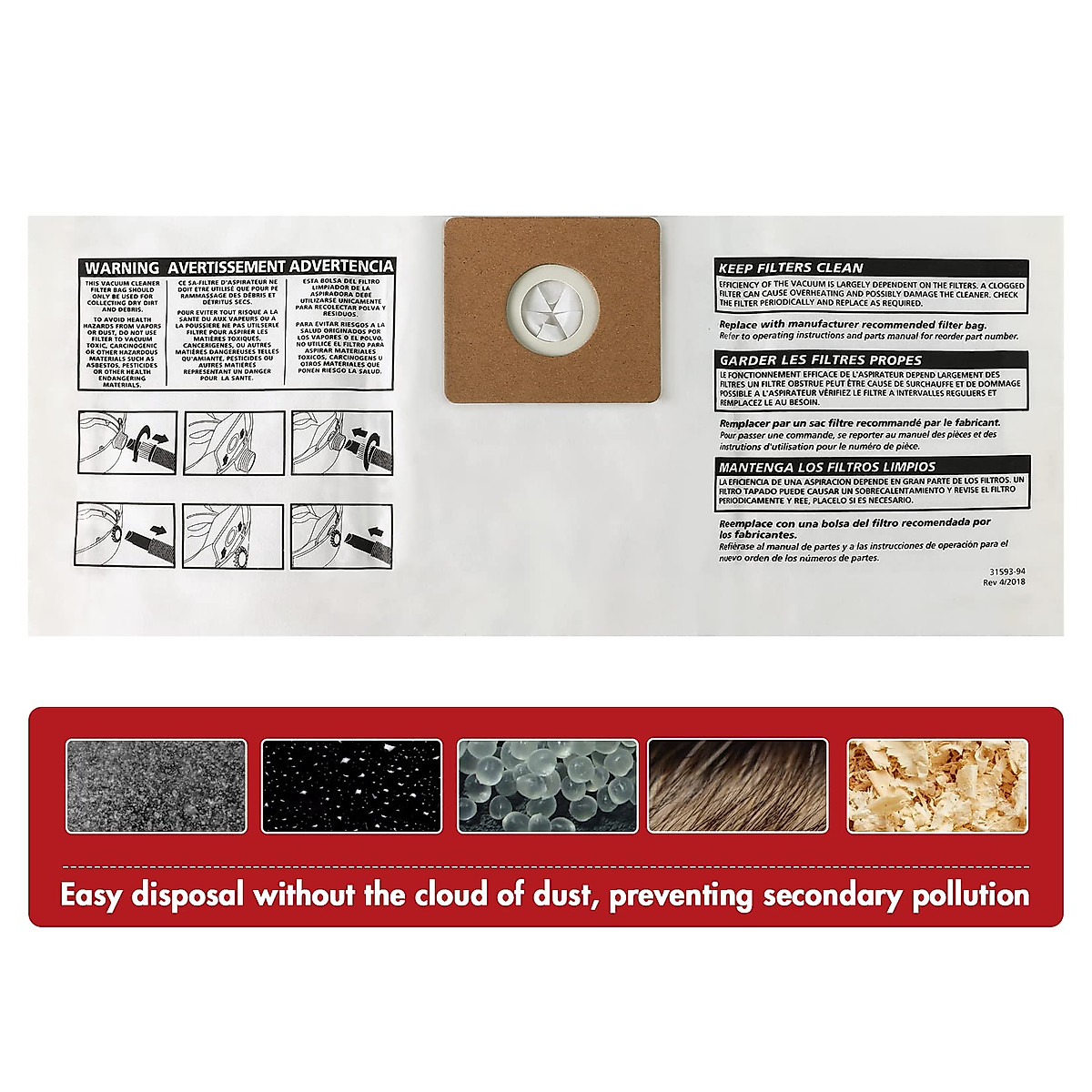 Shop-Vac 2.5 Gallon 2.5 Peak HP Wet/Dry Vacuum 2036000 + 90668 2-2.5 Gallon Disposable Filter Bags,6 Pack