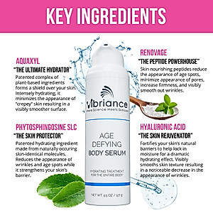 Vibriance Age Defying Body Serum, 4.5 fl oz - Anti Aging and Ultra Hydrating - Infused with Hyaluronic Acid - Fast-Absorbing Crepey Skin Corrector for Wrinkles, Dryness