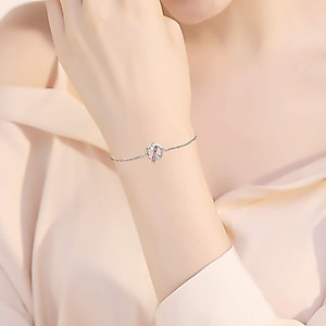 AOBOCO Breast Cancer Gifts for Women, Sterling Silver Cancer Awareness Bracelet, Pink Ribbon Jewelry with Austrian Crystal