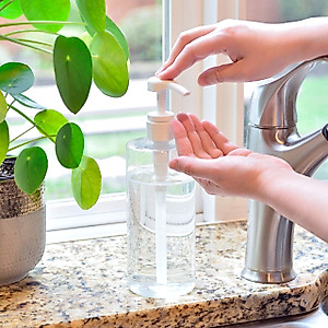 Youngever 4 Pack Pump Bottles for Shampoo 24 Ounce, Empty Shampoo Pump Bottles, Plastic Cylinder with Lockdown-Leak Proof-Pumps