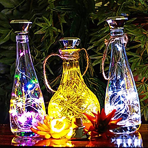 Solar Wine Bottle Lights，Diamond Wine Cork Lights 12 Pack 20LED Solar Powered Decorations Indoor/Outdoor Garden Mini String Lights for DIY/Decor/Party/Wedding/Christmas/Halloween-Mixed Packaging