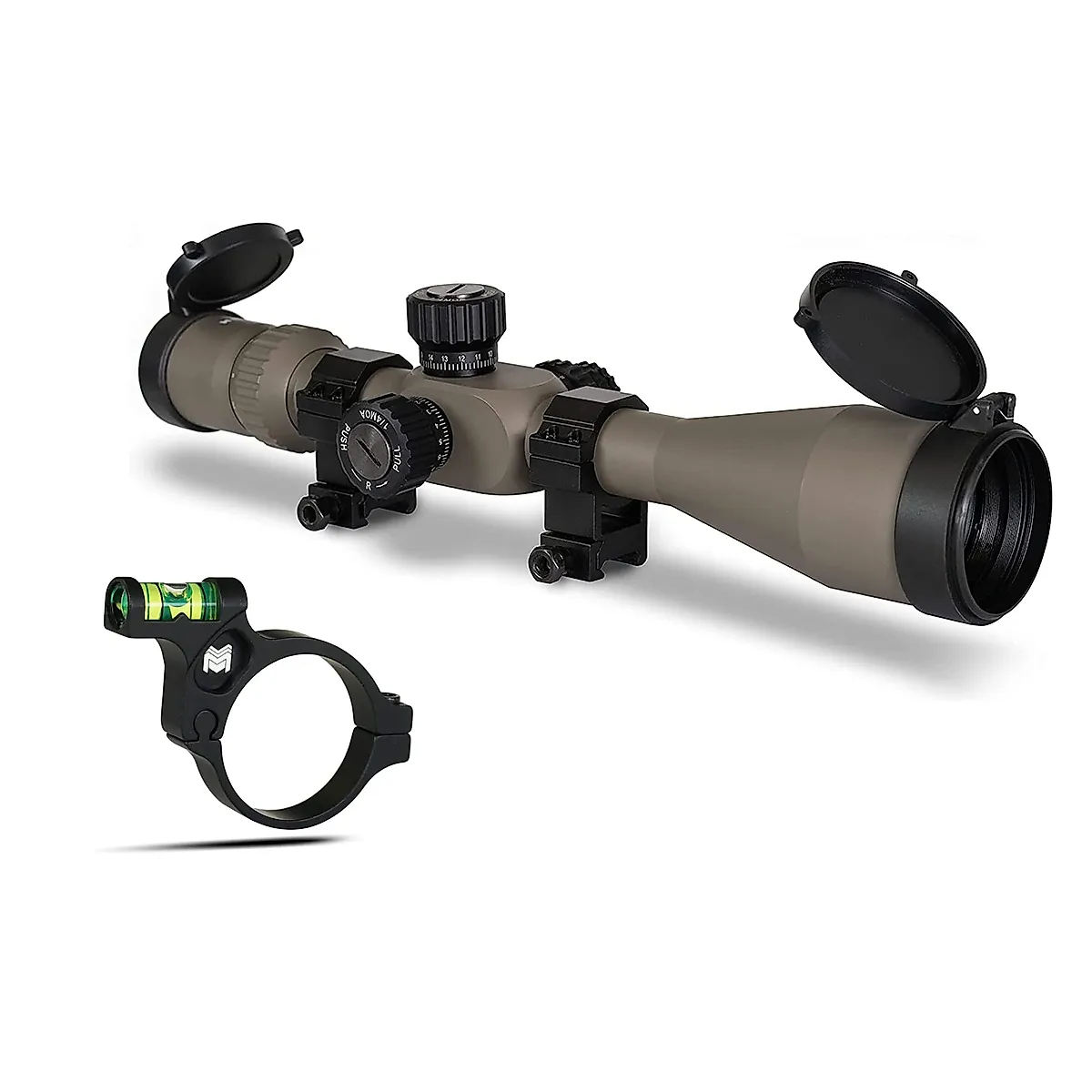 Monstrum G3 4-16x50 FFP Rifle Scope | Flat Dark Earth | Monstrum Rifle Scope Level Bubble | 30 mm Diameter | Bundle