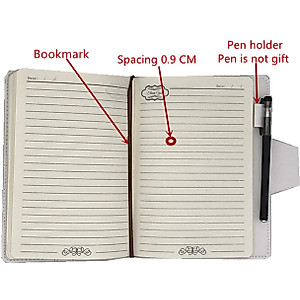 JunShop Lock Journal Diary Digital Password Notebook Leather Binder Diary with Combination Lock Print Bronzing (Blue)