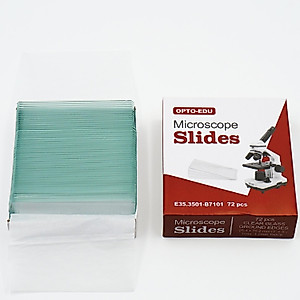 OPTO-EDU E35.3501 Blank Microscope Slides & 100-Pieces Square Cover Glass, Glass