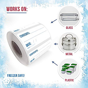 MESS Dissolvable Freezer Labels - 500 Removable Food Container Labels - Blank Labels for Food Containers - Dissolvable Food Labels Stickers -Freezer Tape - Bottle Labels, Jars Food Storage Labels 1x2"