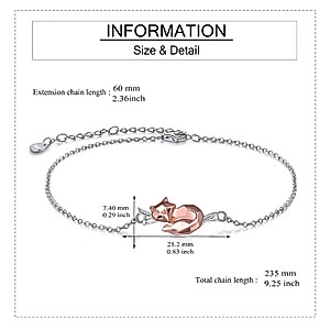 ONEFINITY Fox Bracelet 925 Sterling Silver Tree Branch Origami Fox Bracelet Jewelry for Women