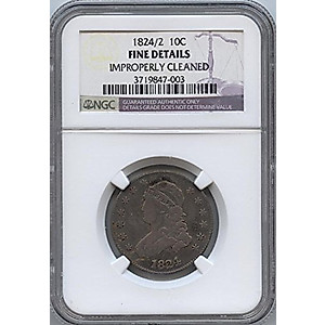 1824 P /2 Bust Silver Quarter Fine Detials NGC #3719847-003