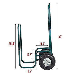Livebest Firewood Log Cart Carrier Rolling Wood Mover Hauler Fire Rack Storage Holder Backyard Patio Garden, Green