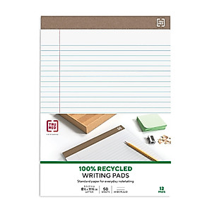 Tru Red Notepads 8.5" X 11.75" Wide Ruled White 50 Sheets/Pad, 12 Pads/Pk (Tr58185)