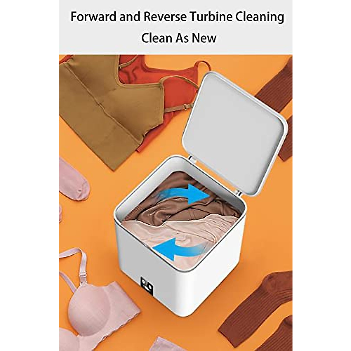 Mini Blue Ultrasonic Washing Machine, Forward and Reverse Turbo Cleaning USB Plug-In Laundry Machine, Bass Environmental Protection Rear Drainage Washing and Drying Machine for Travel, Business, Home