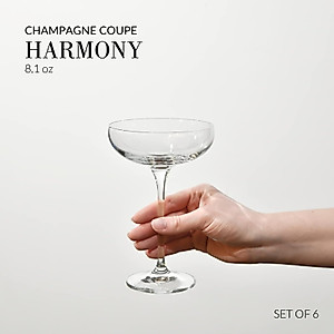 Krosno Champagne Coupe Glasses | Set of 6 | 8.1 oz | Harmony Collection | Perfect for Home Restaurants and Parties | Suitable for Serving Sparkling Wine | Dishwasher Safe | Gift Idea | Made in EU