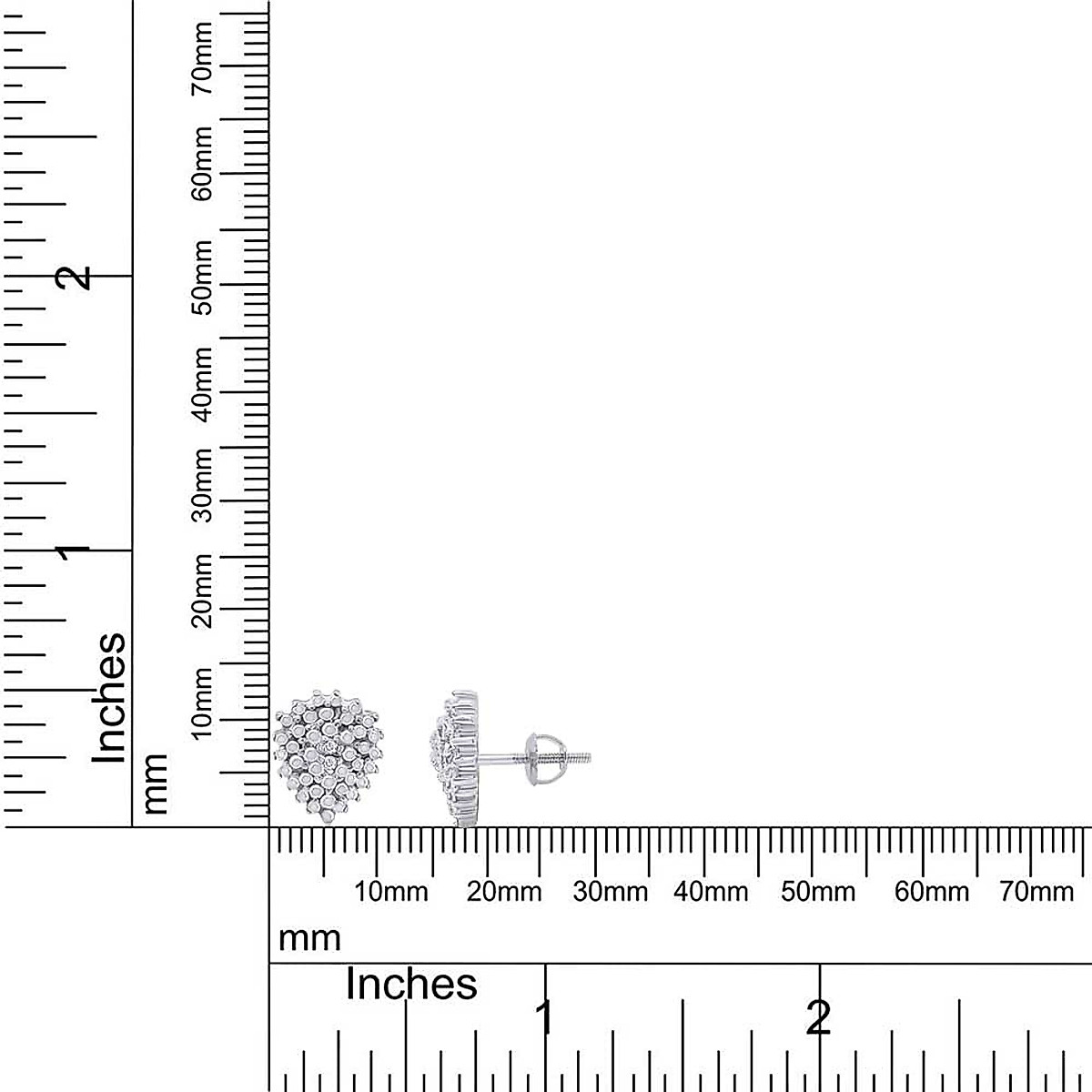 White Natural Diamond Stud Earrings In 14K White Gold Over Sterling Silver (0.04 Ct)