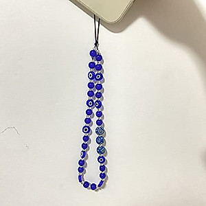 Beaded Phone Charm, Face Phone Lanyard Wrist Strap Gemstone Handmade Phone Chain Strap Keychain for Women Girls