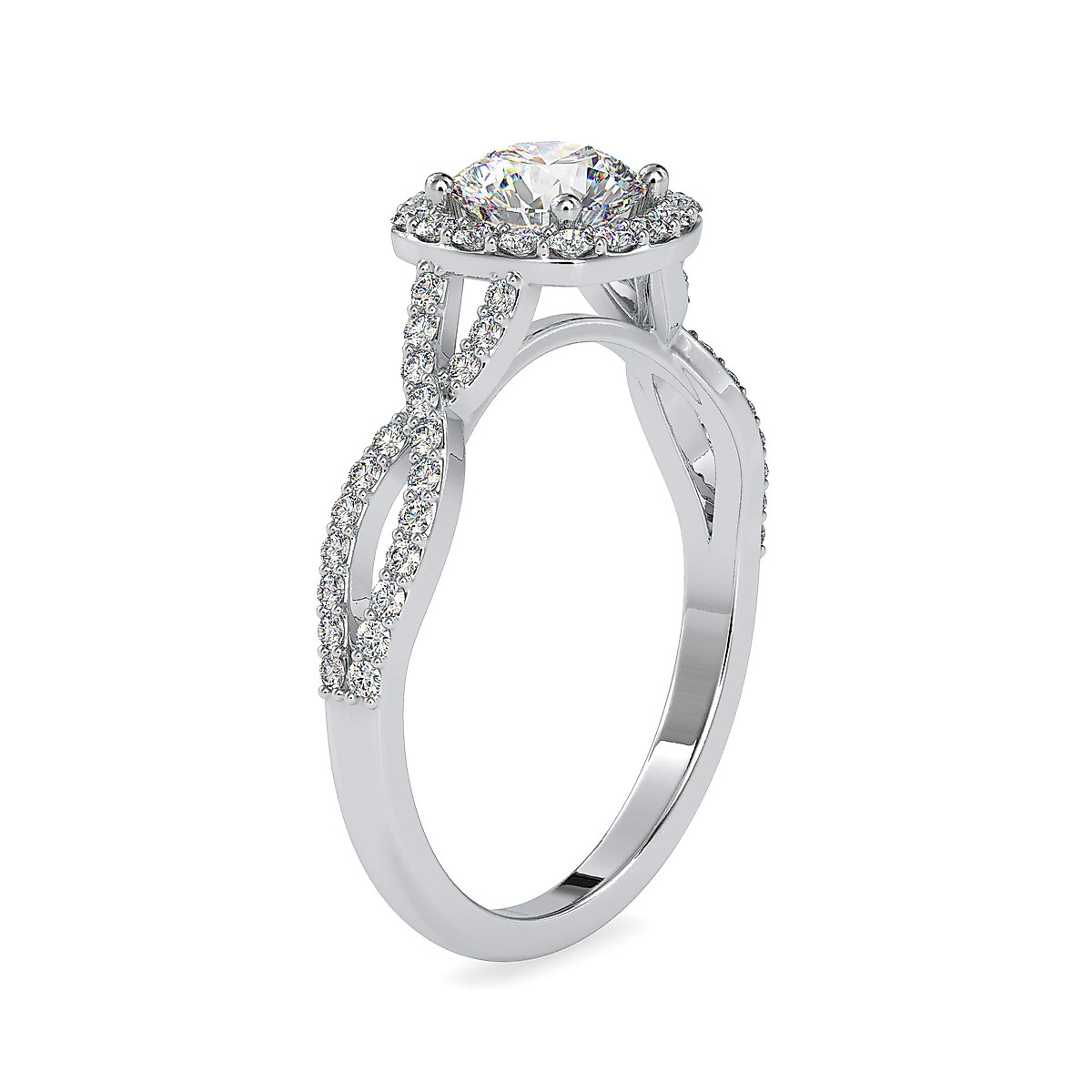 1/3 Carat Diamond and 3/4 Carat Moissanite Petite Twisted Vine Milgrain Halo Engagement Ring for Women in 14k White Gold (I-J/G, SI1-SI2/VS2, cttw) Size 9 by VVS Gems