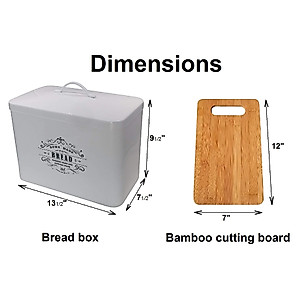 PremiumPresents Metal bread box + cutting board. Storage bin kitchen decor. Kitchen storage container. breadbox basket. kitchen countertop organizer. Tin box.