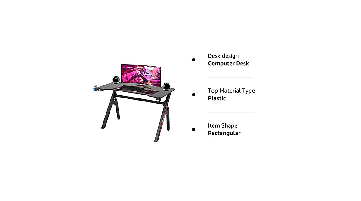 Ergonomic Gaming Desk - Modern Red 47in Workstation