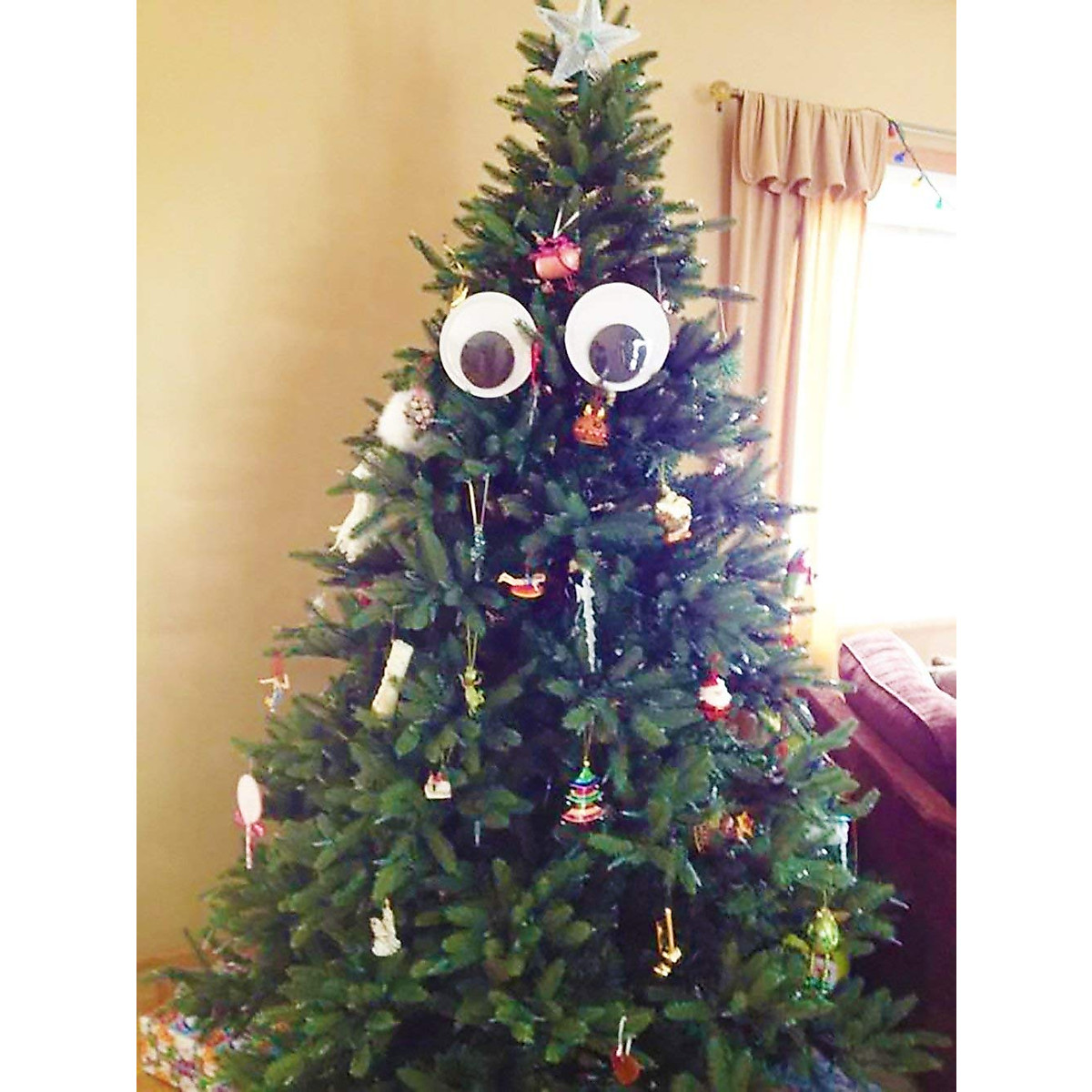 DECORA 7.5 Inch Giant Googly Eyes Plastic Wiggle Eyes with Self Adhesive for Chritsmas Tree Party Decorations 2 Pieces