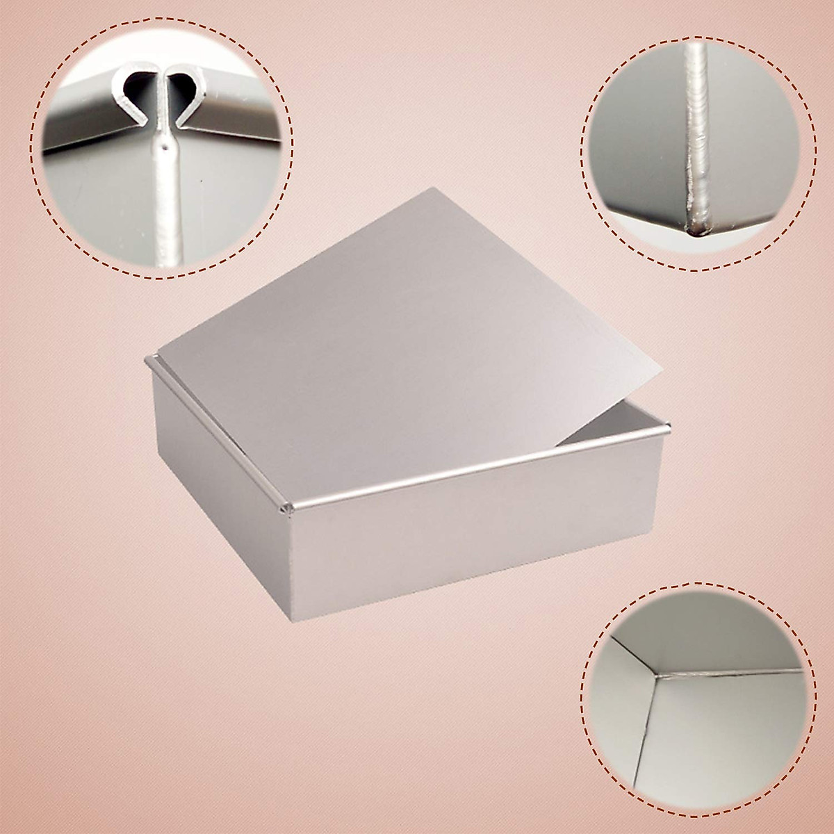 Anodized Aluminum Square Cheesecake Pan Chiffon Cake Mold Baking Mould with Removable Bottom 4 Inch x 4 inch x 2 inch