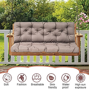 JKCJM Swing Replacement Cushions 5" Thick Waterproof Porch Swing Cushions 2-3 Seater Outdoor Swing Cushions for Outdoor Furniture,Khaki-60x40in(150x100cm)