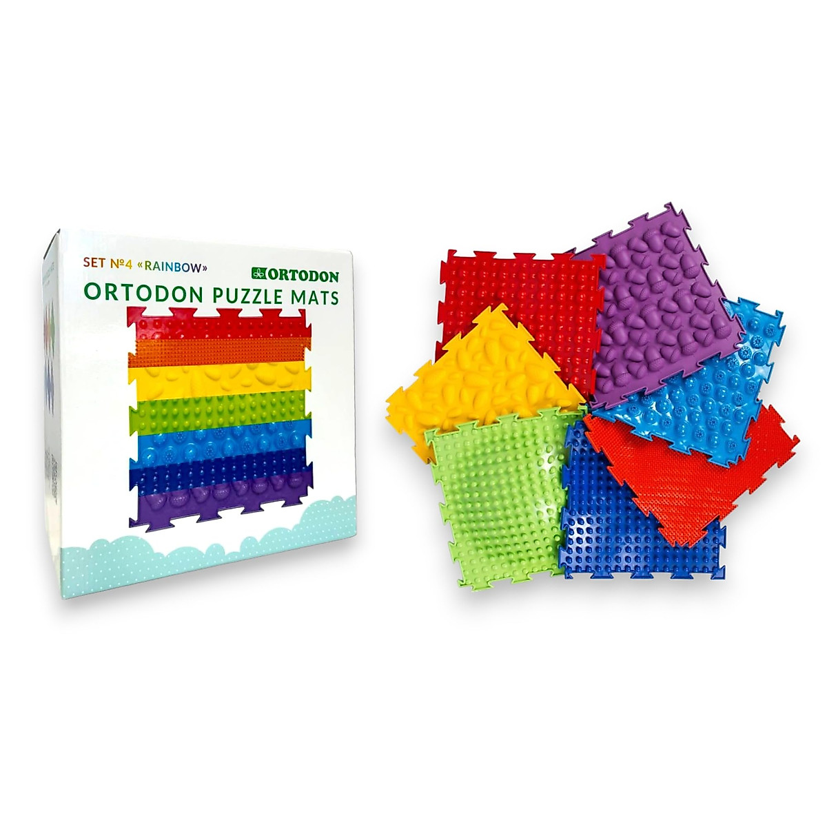 Rainbow Set of Sensory Mat Massage Game Mats for Kids Orthopedic Massage Puzzle Floor mats