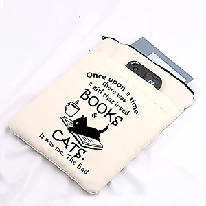MAOFAED Book and Cats Book Sleeve Black Cat Book Cover Librarian Gift Book Lover Gift for Her (The End booksl)