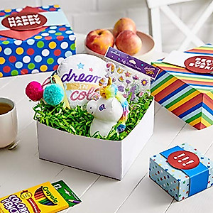 Hallmark Gift Boxes with Wrap Bands, Assorted Sizes (3-Pack: Rainbow Stripes, Dots, Stars) for Birthdays, Weddings, Baby Showers