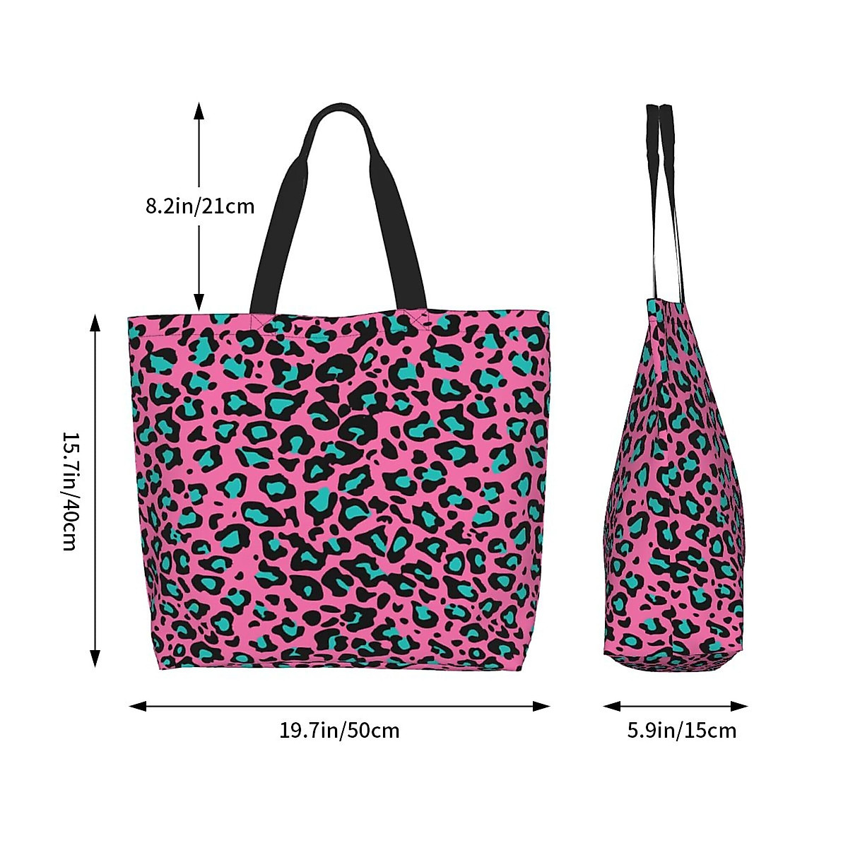 OHORTEB Tote Bag for Women, Reusable Large Ladies Shoulder Bag, Fasion Handbag for Office, Shopping, Travel (Pink Leopard)